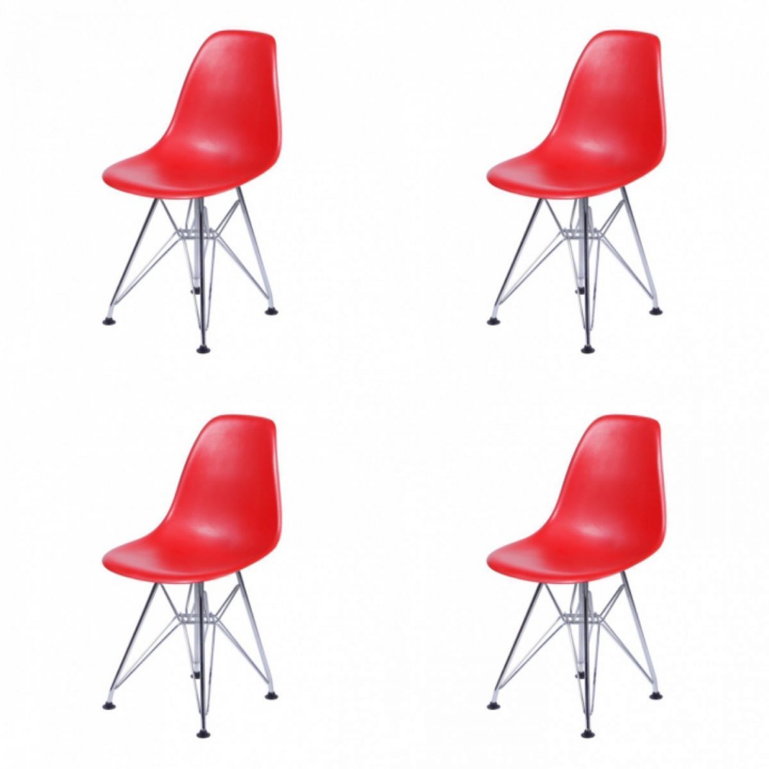 Kit 4 Cadeiras Vermelho Base Cromada Dkr | MadeiraMadeira
