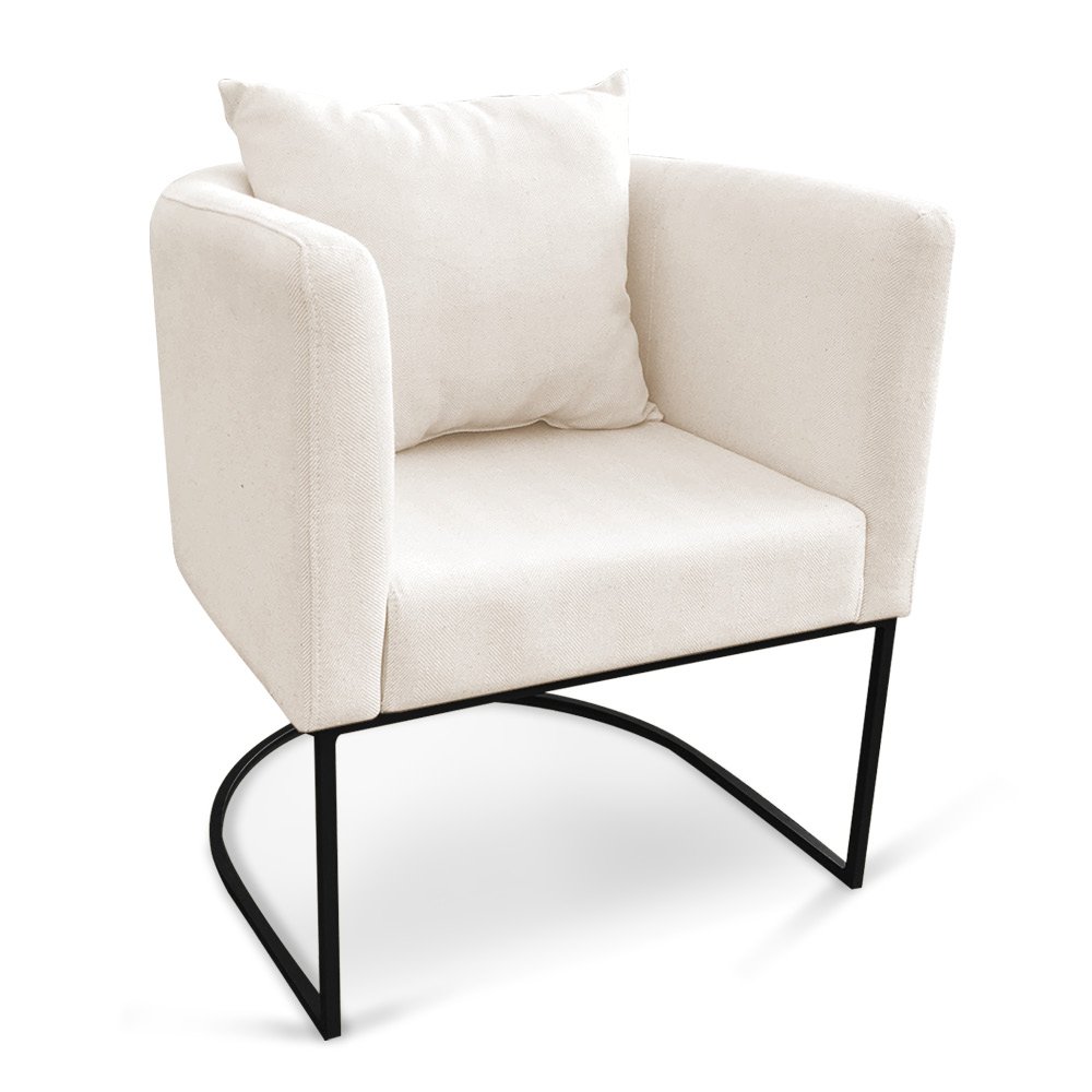 Poltrona Paola Linho Base Metálica Preto - D'Rossi - A27 Areia ...