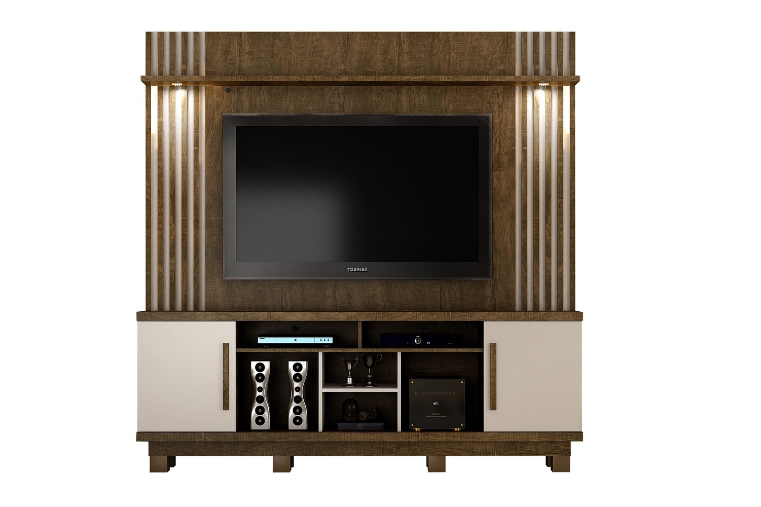Home Theater Plenus para TV ate 60 Polegadas Valdemoveis Ipê/Off White ...