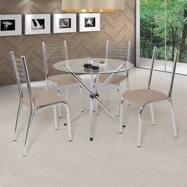 Conjunto de Mesa Redonda com 4 Cadeiras Camila Premium Ciplafe ...