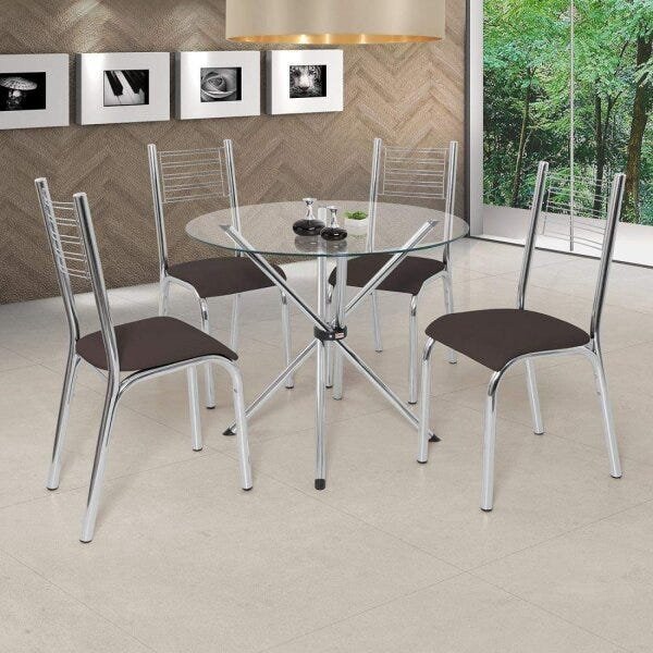 Conjunto de Mesa Redonda com 4 Cadeiras Camila Premium Ciplafe ...