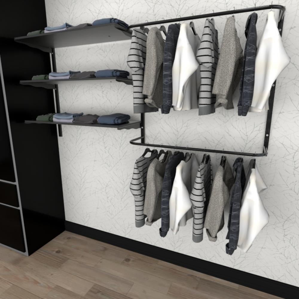 Kit para Closet com 5 peças regulável 200x100 cm cor preto modelo ...