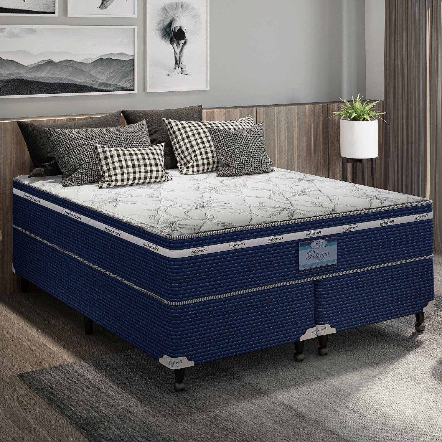 Colchão Casal Portobel Colchões Molas Lfk - Potenza Azul | MadeiraMadeira