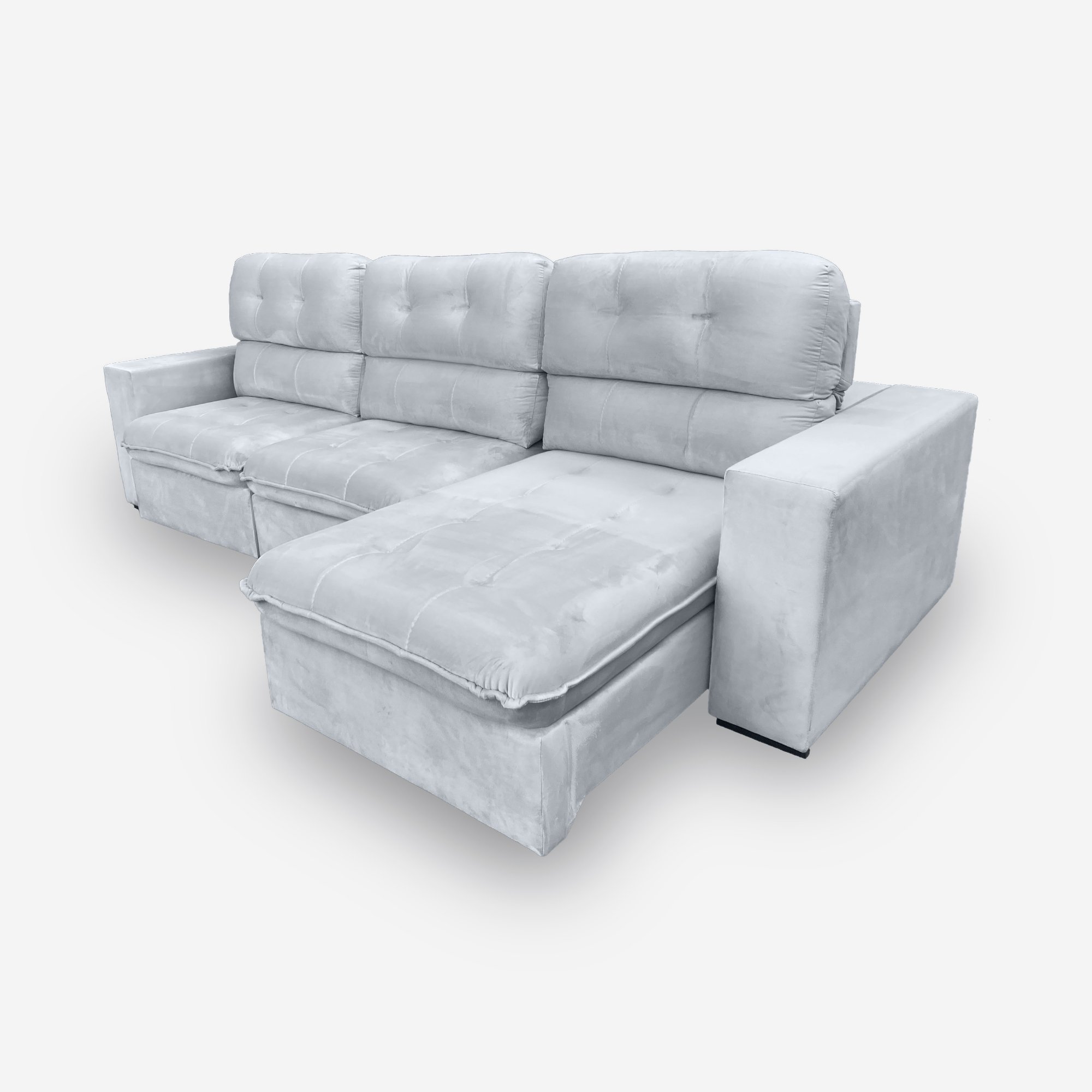 Sofá BEKAA 6 Lugares 2,90 metros Veludo - 26 Prata | MadeiraMadeira