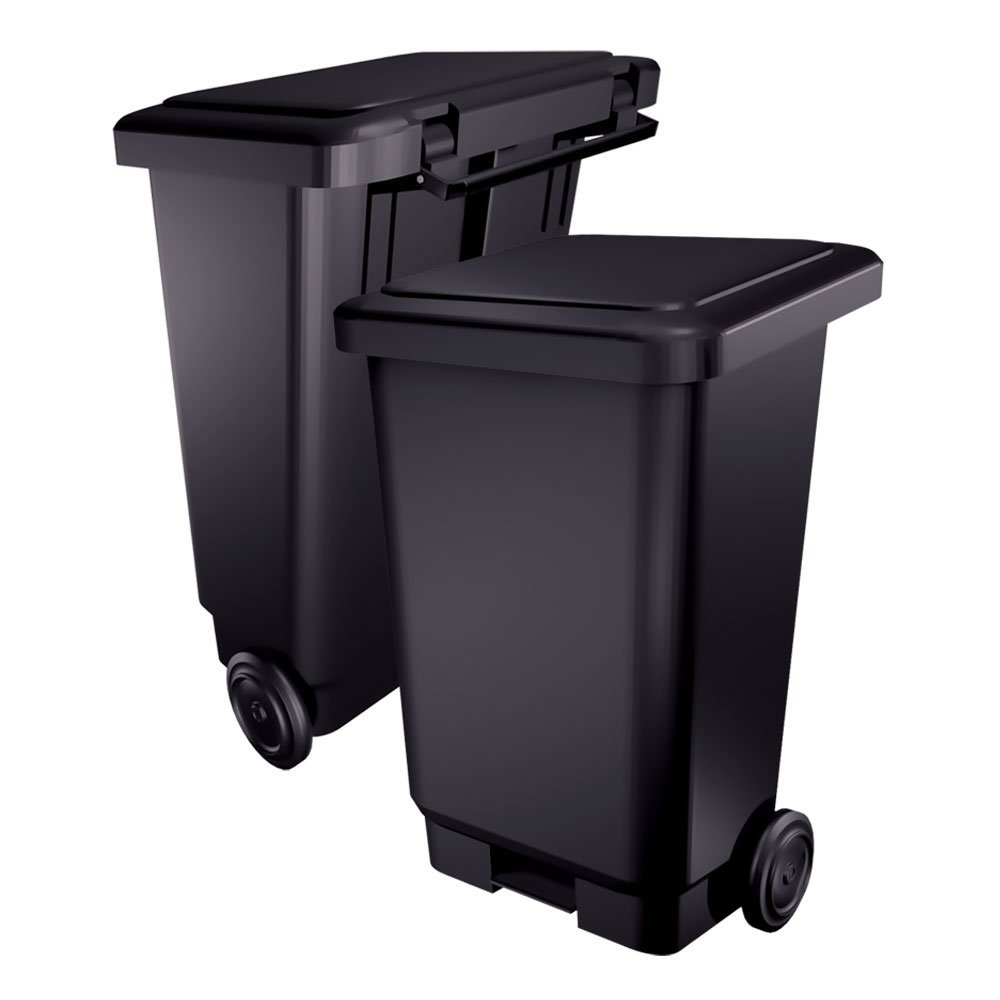 Lixeira Vienna 100 Litros Preta com Pedal e Rodas Linha Vienna ...