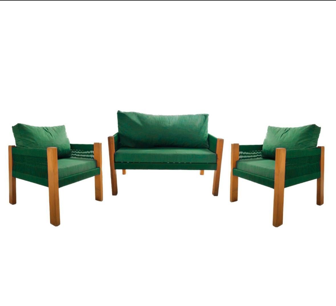 Conjunto Sofa 2 Poltronas Madeira Demolição Peroba Rosa com Corda ...