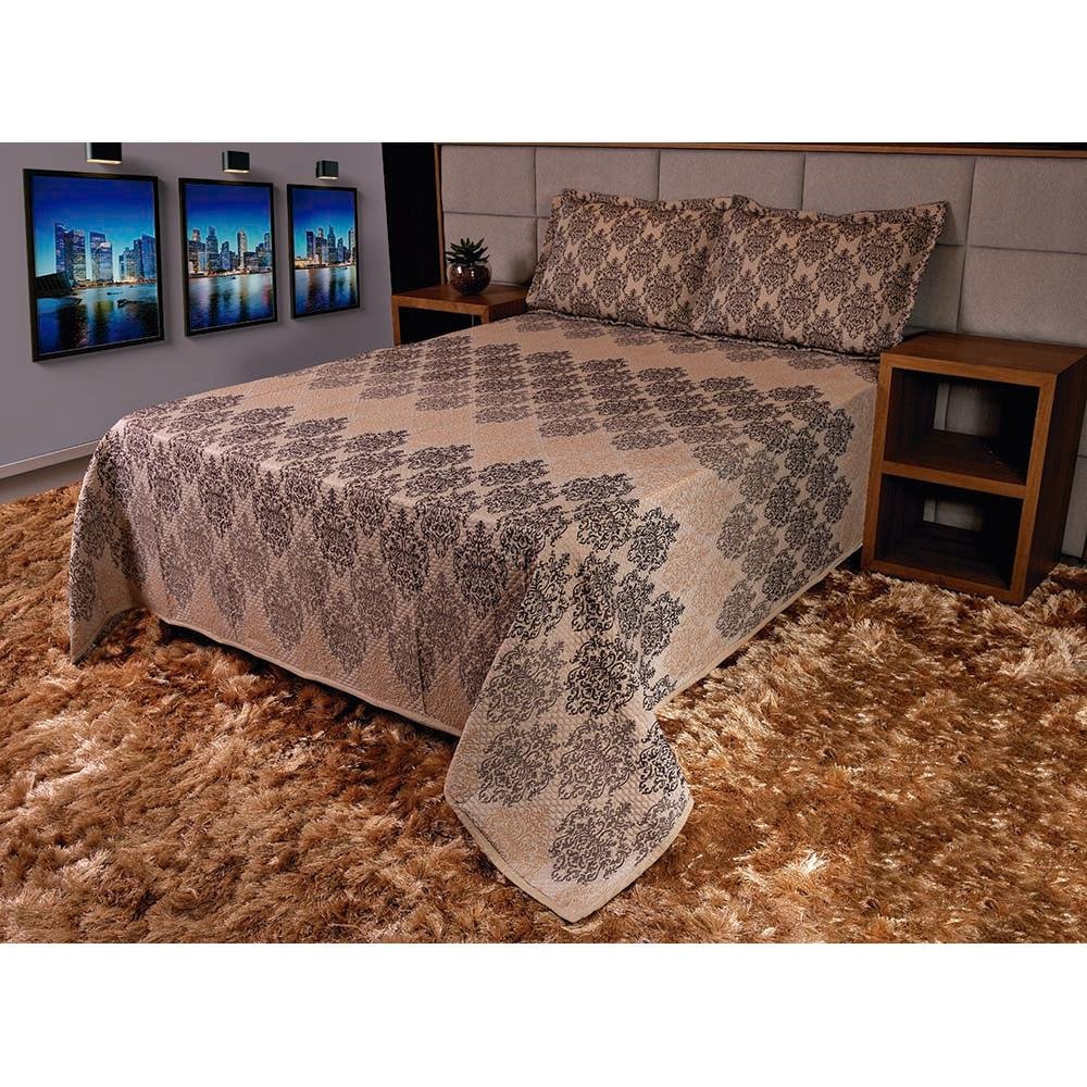 Kit Colcha Casal MontBlanc Imperatriz 74 Bege Queimado - J Serrano | MadeiraMadeira