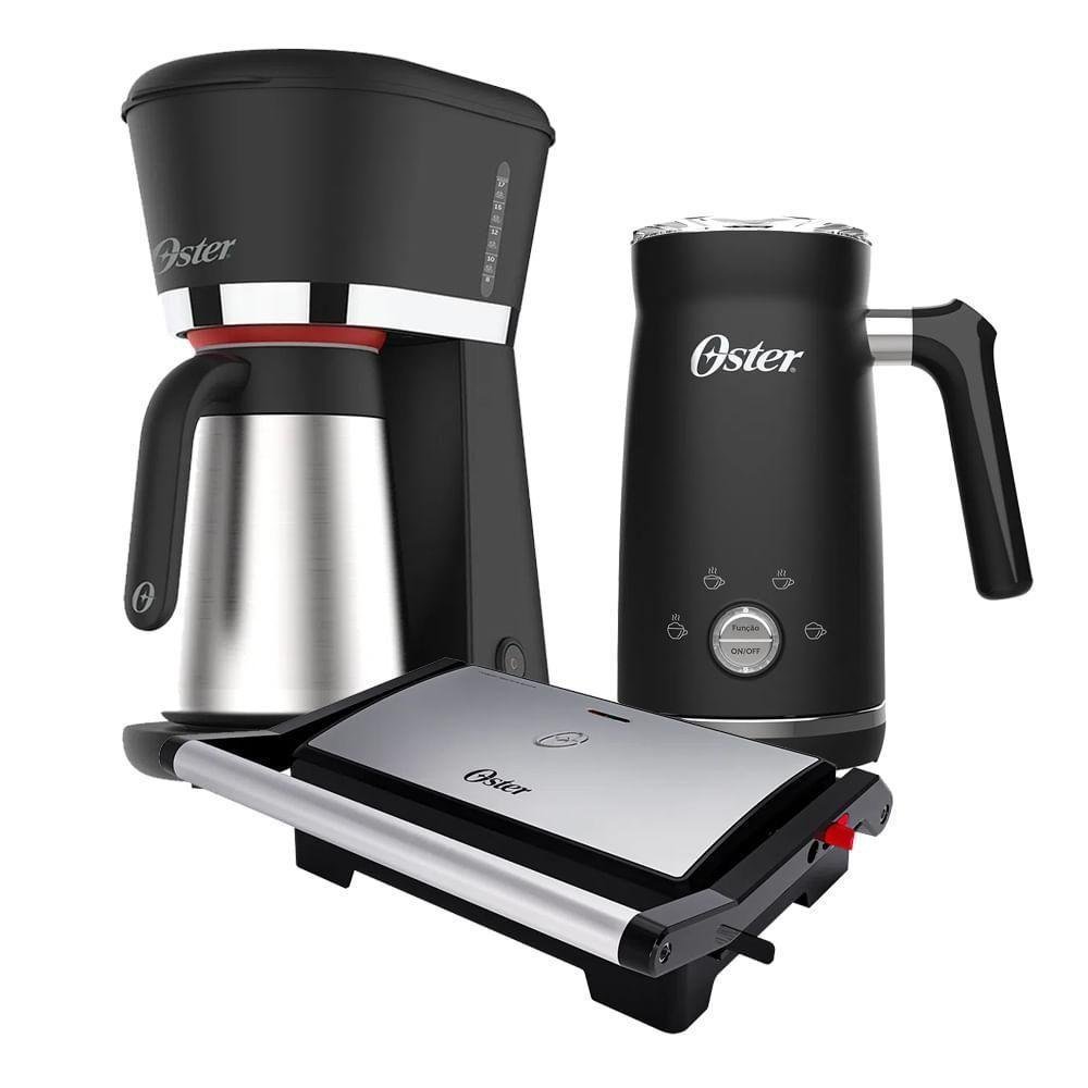 Kit Black Inox Oster - Cafeteira - Espumador De Leite - Mini Grill ...