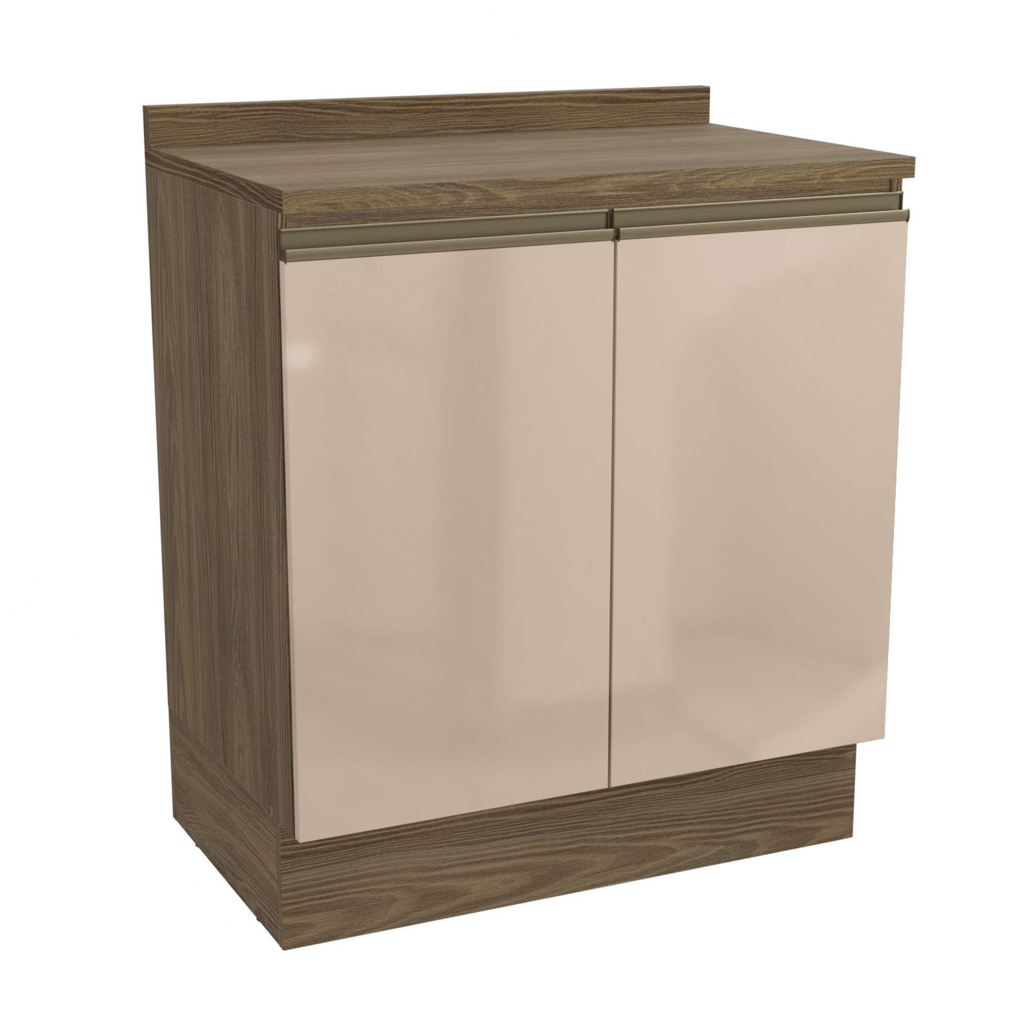 Conjunto Balcão 2 Portas com Tampo Cb1041 Linha Curve Kappesberg Nogueira/macadamia | MadeiraMadeira