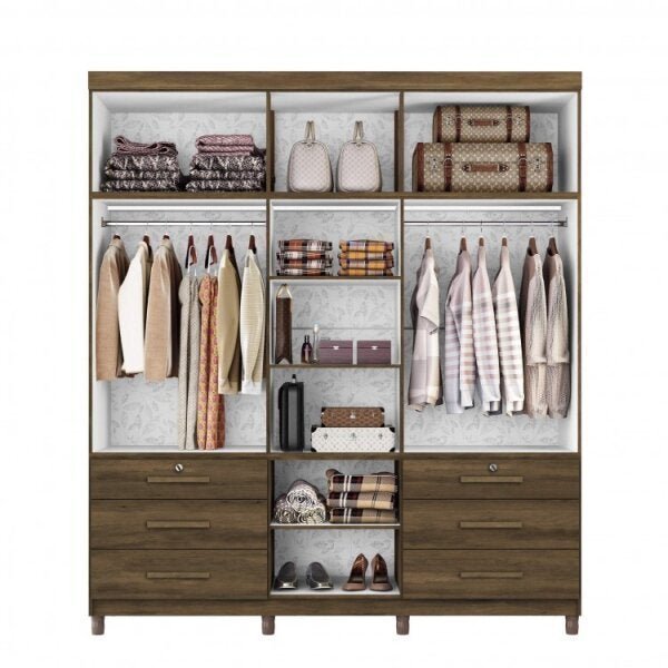 Conjunto Quarto de Casal Guarda-Roupa com Espelho 11 Portas com ...