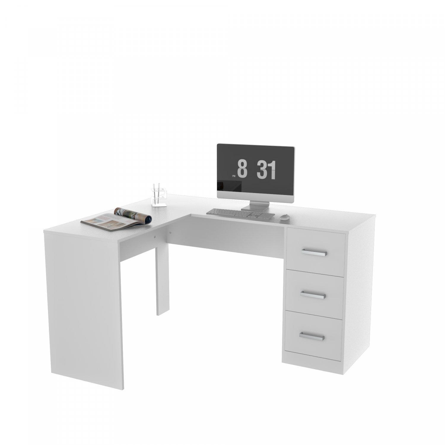 Escrivaninha em L com 3 Gavetas Office Plus Appunto | MadeiraMadeira