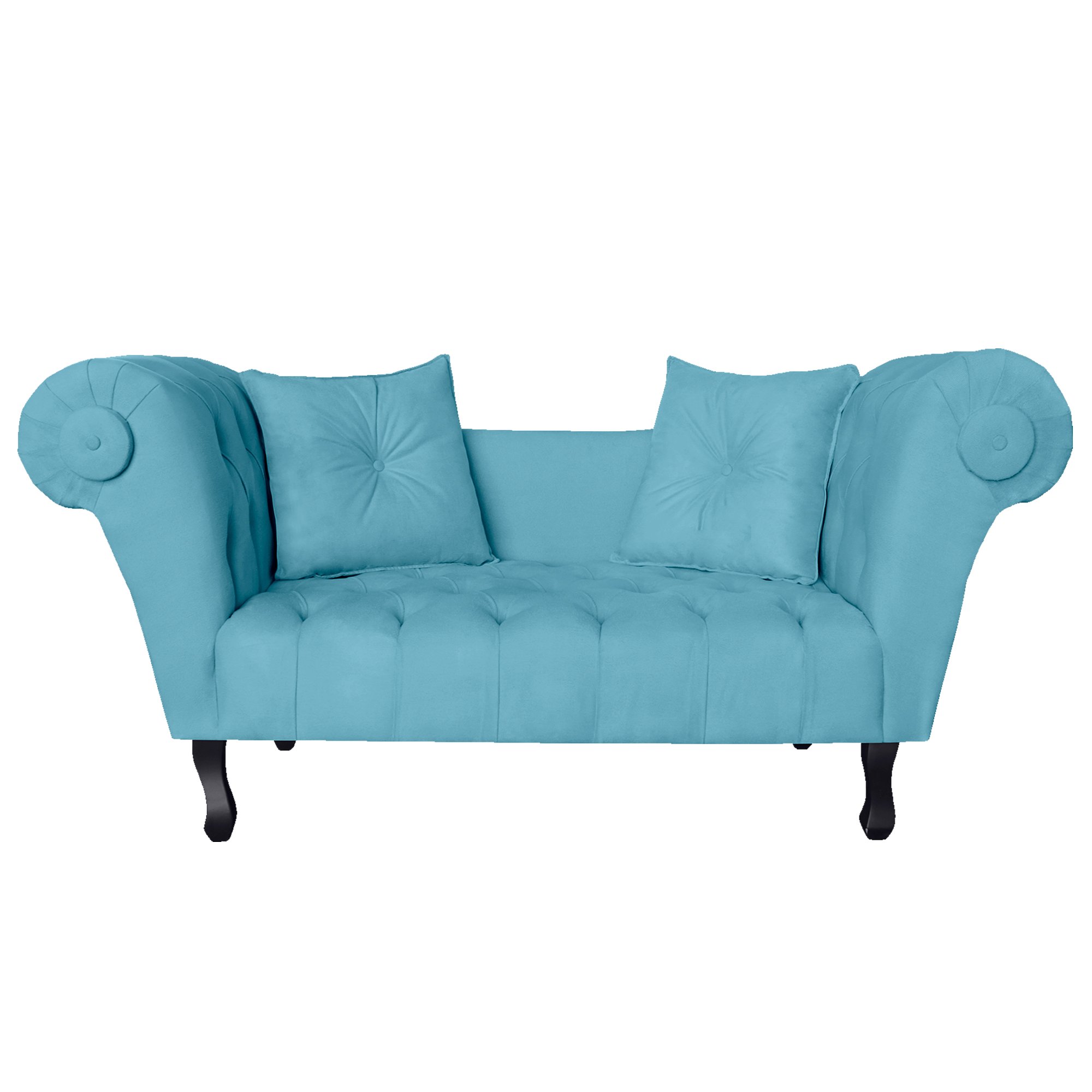 Recamier Divã Namoradeira Chicago Capitonê Suede Turquesa | MadeiraMadeira