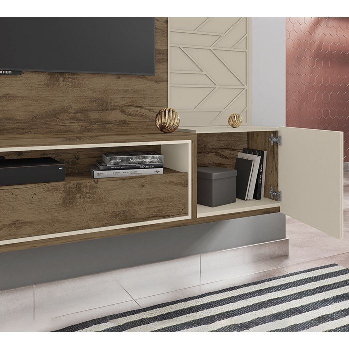 Painel Bancada para TV 70 Polegadas Prisma Jatoba Off White ...