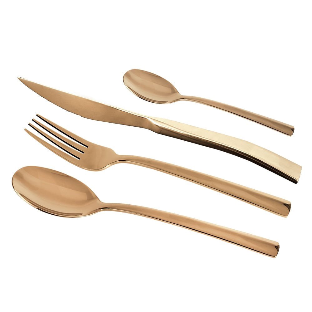 Faqueiro em Aço Inox - Fracalanza Ravel Cobre (24 Peças) | MadeiraMadeira