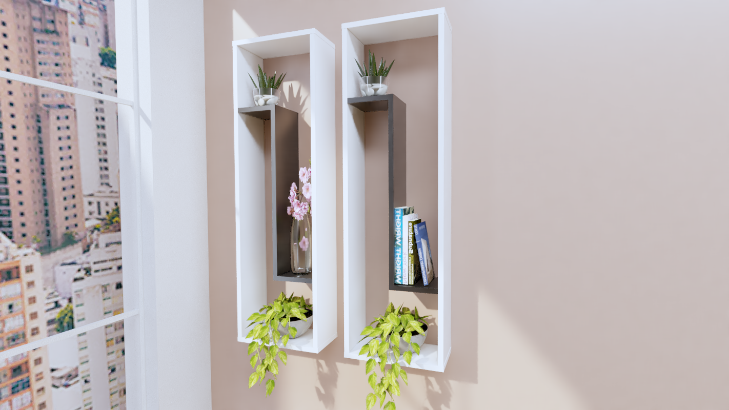 Kit 2 Nichos Parede Z Grande Branco/Preto B3 Moveis | MadeiraMadeira