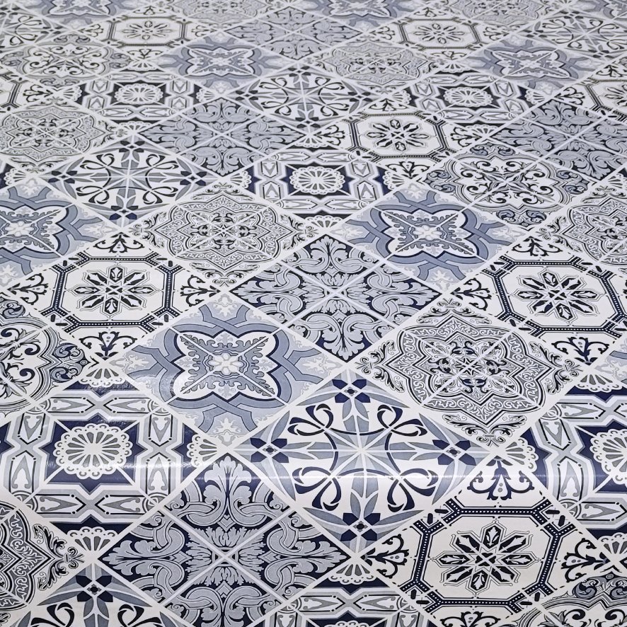 Toalha Mesa Térmica Impermeável Pvc Azulejo Azul 1,40X3,50 | MadeiraMadeira