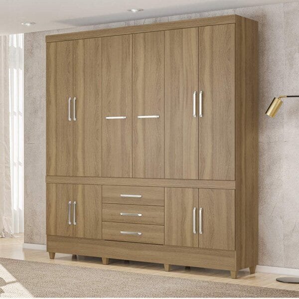 Guarda-Roupa Casal 10 Portas 3 Gavetas Murano Demóbile | MadeiraMadeira