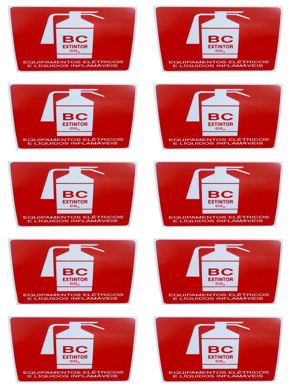 Kit Combo 10 Placa de Sinalização Extintor Bc C02 20x20 Cm | MadeiraMadeira