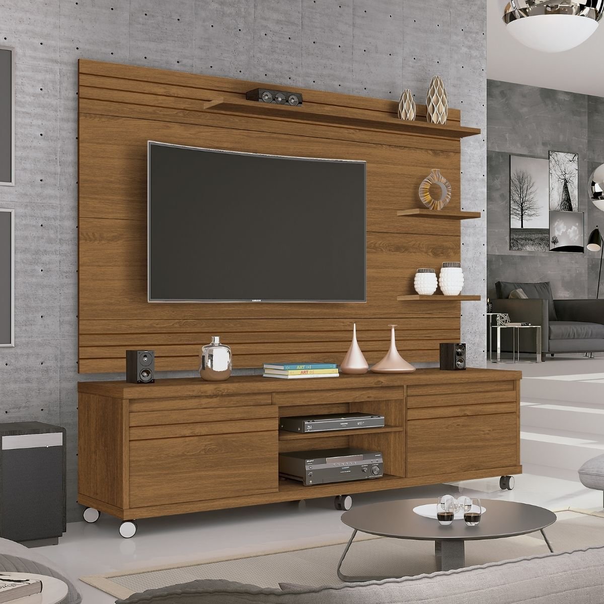 Rack com Painel para Sala Televisão até 50 Polegadas - Mod.2033:Freijó ...