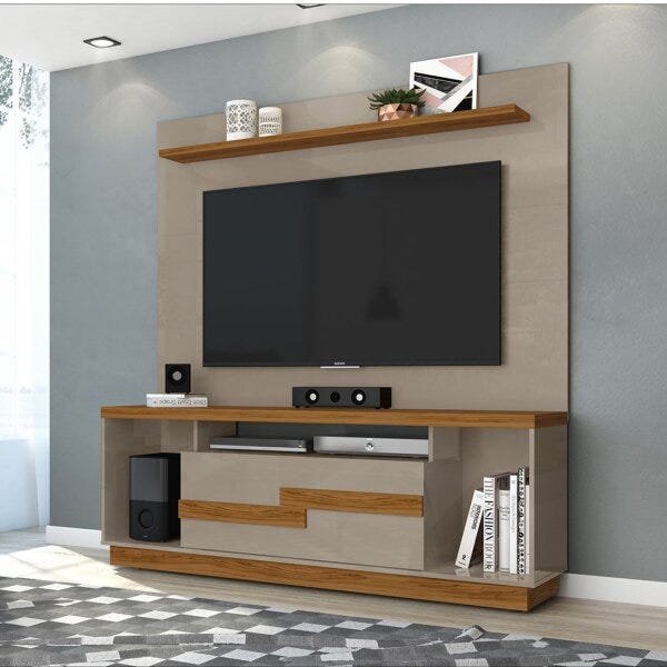 Rack com Painel para TV até 60 Polegadas 1 Porta Bia Lorenzo 1.6 Madetec | MadeiraMadeira