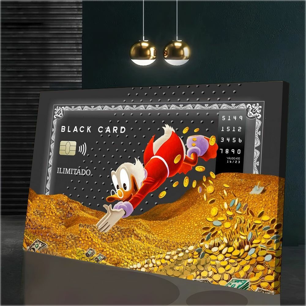 Quadro Tio Patinhas Black Card Ouro:120x80 cm/DOURADA | MadeiraMadeira