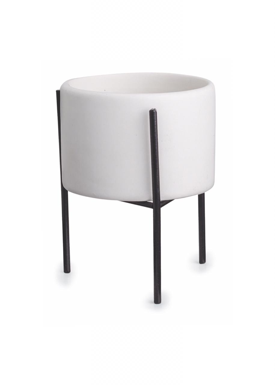 Kit cachepot Trio com suporte em metal - BRANCO | MadeiraMadeira