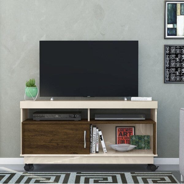 Rack para TV até 50 Polegadas 1 Porta e Rodízios Artur Madetec ...