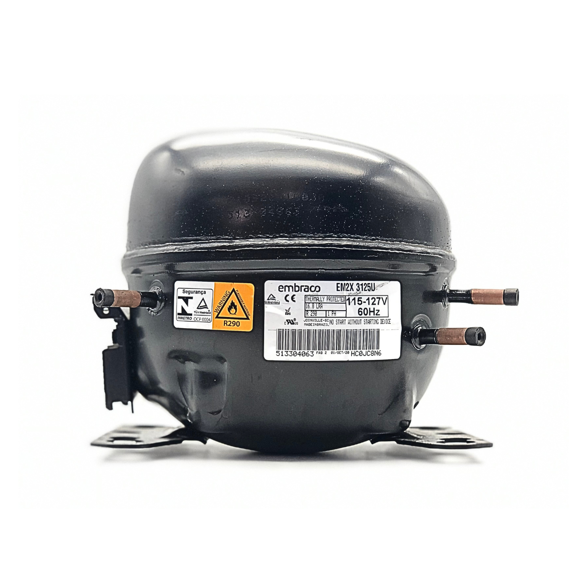 Motor Compressor 1/3+ Hp Em2x3125u Embraco Gás R290 110v | MadeiraMadeira