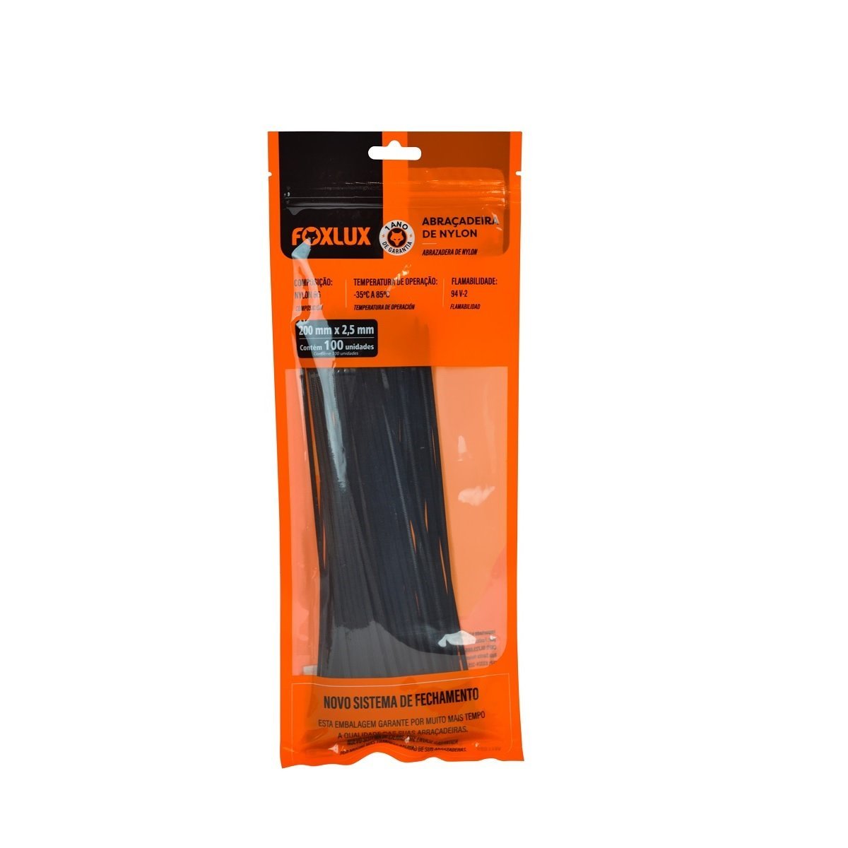 Kit Abraçadeiras de Nylon (100 140 e 200) x 2.5 mm 100 Un Cada Preto ...