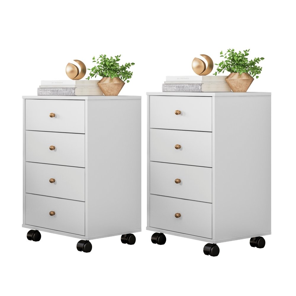 Jogo de 2 Gaveteiros com Rodízios Joy Baker Branco | MadeiraMadeira