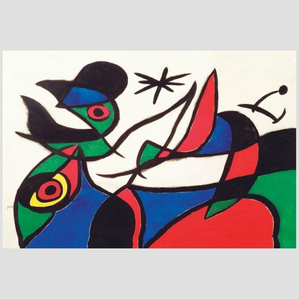 Quadro Joan Miró Ojos Y Estrellas Tela Moldura Branca 95X63Cm ...