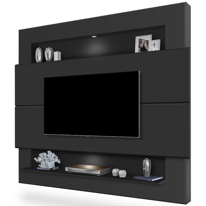 Painel TV 57 Pol 163 cm MDF 01506003 Preto LPA | MadeiraMadeira