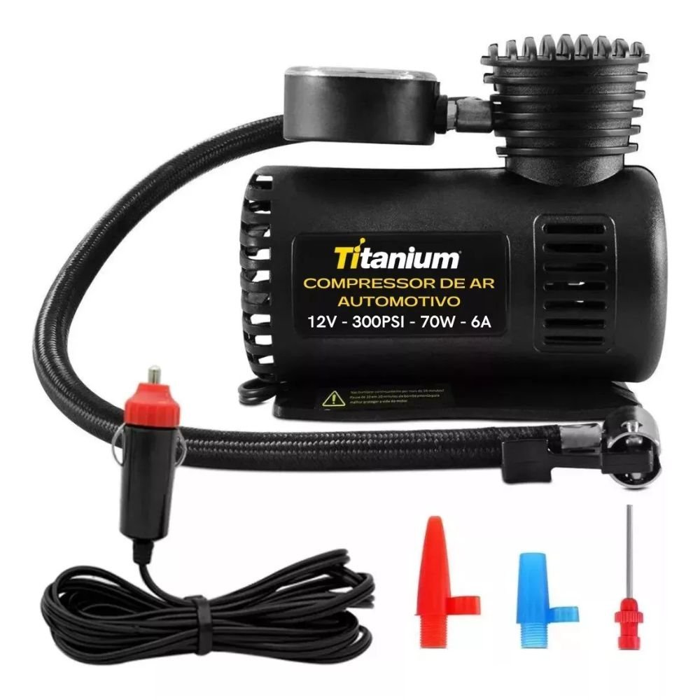 Compressor de Ar Automotivo Elétrico 300psi 70w Titanium | MadeiraMadeira