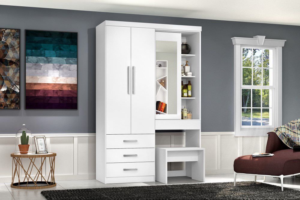 Guarda-Roupa Roupeiro Penteadeira Cancun - Branco | MadeiraMadeira