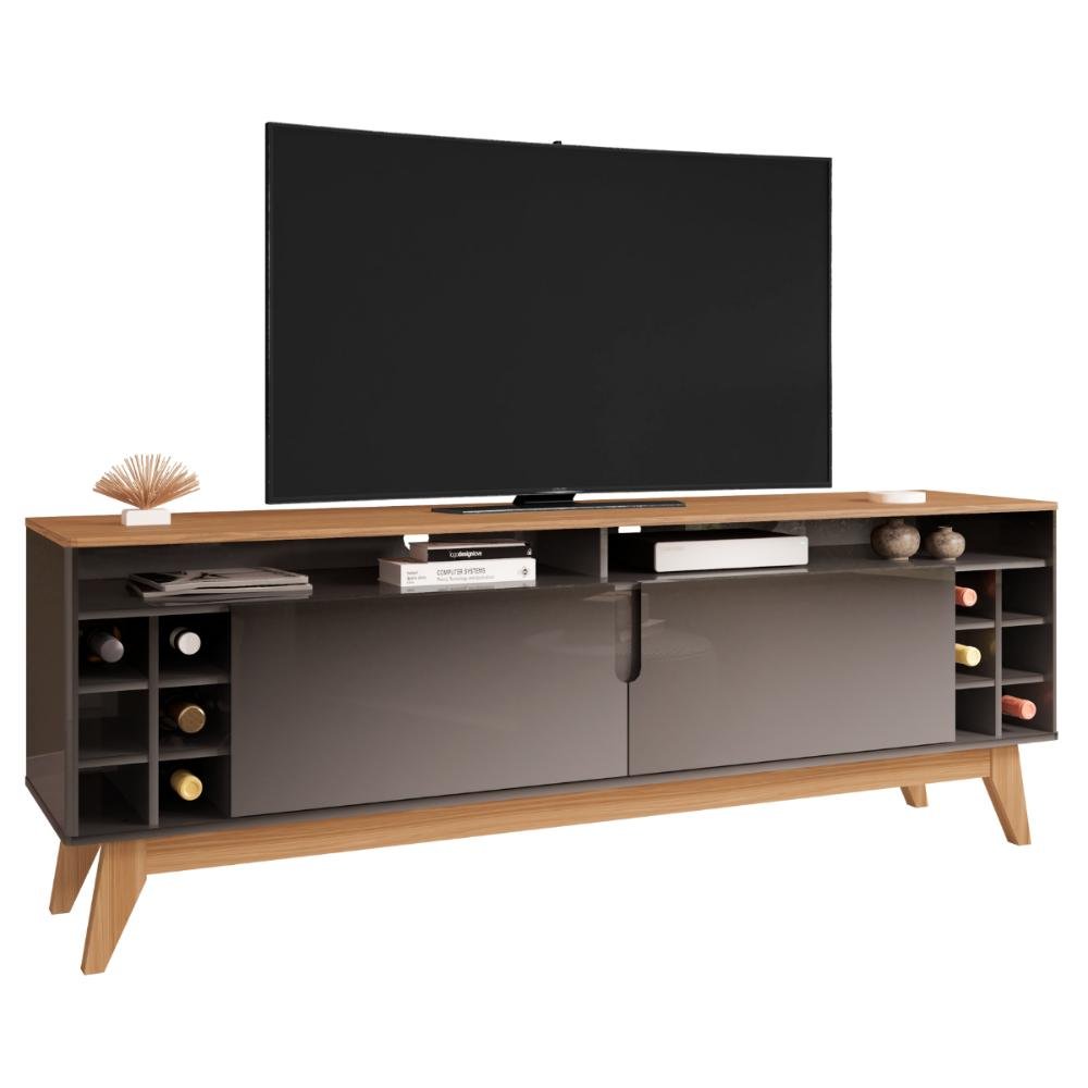 Rack para Tvs de 60" com Adega Clendenin Cinza Perola Noce | MadeiraMadeira