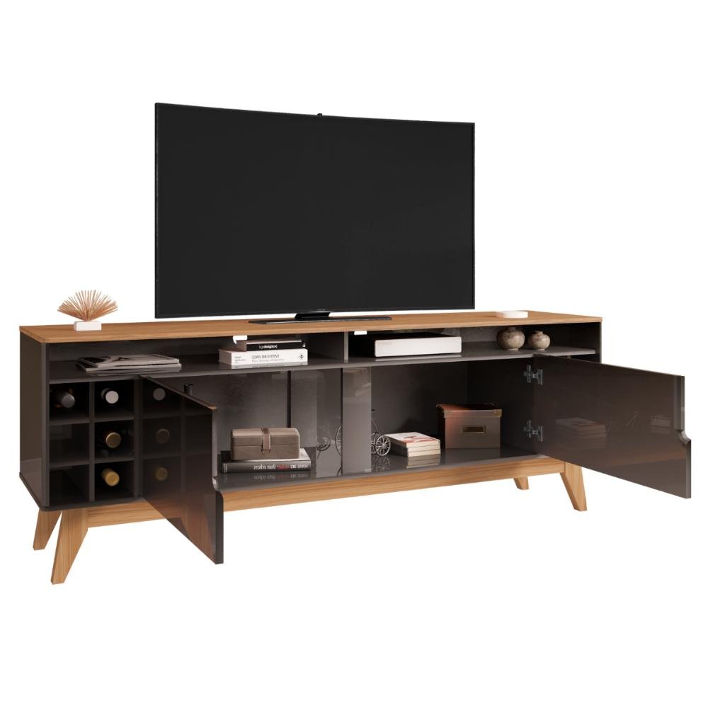 Rack para Tvs de 60" com Adega Clendenin Cinza Perola Noce | MadeiraMadeira