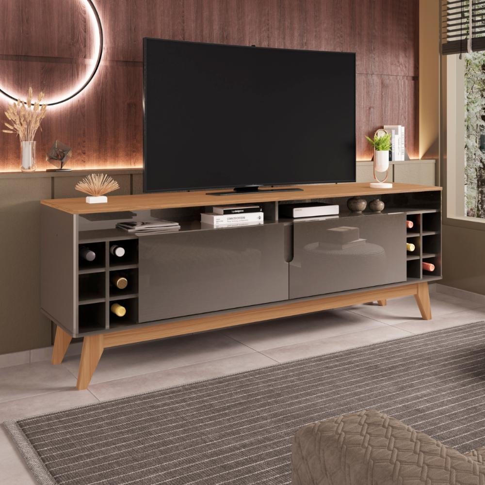 Rack para Tvs de 60" com Adega Clendenin Cinza Perola Noce | MadeiraMadeira