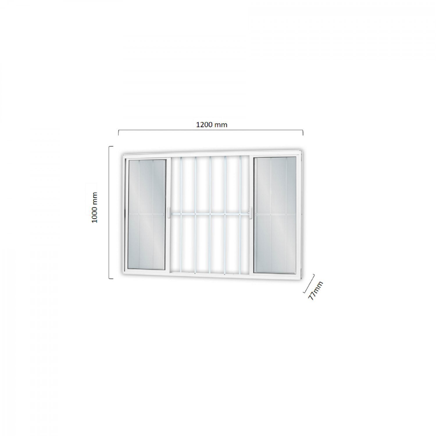 Janela de Alumínio de Correr 100x120cm 4 Folhas 2 Fixas com Grade e ...
