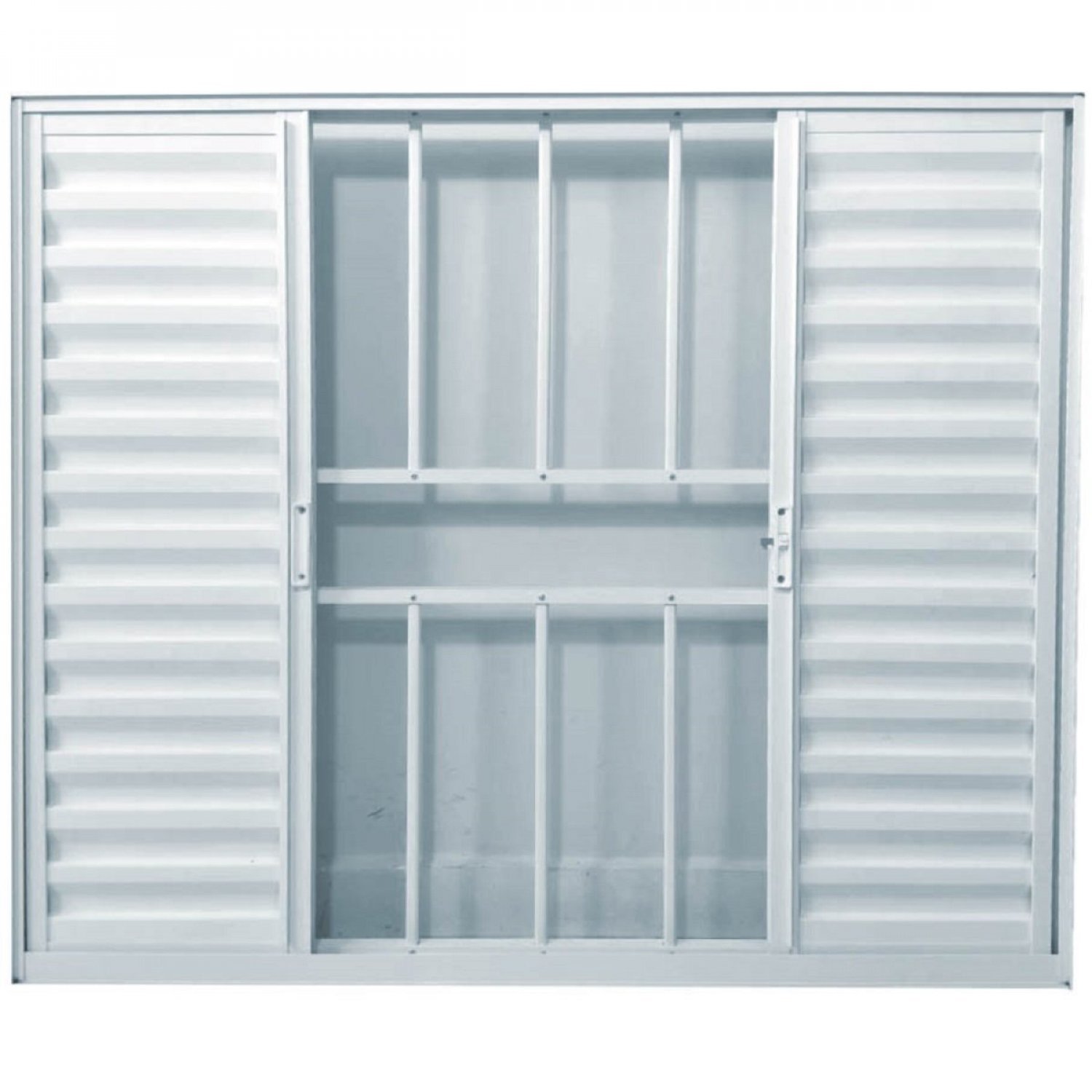 Janela De Alum nio Veneziana 100x120cm 4 Folhas Com Grade Sem Vidro