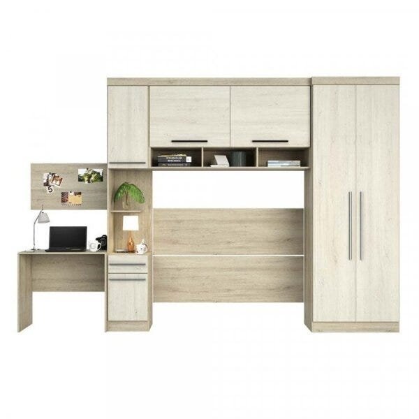 Guarda-Roupa Casal 6 Portas, Escrivaninha com Painel e Cabeceira ...