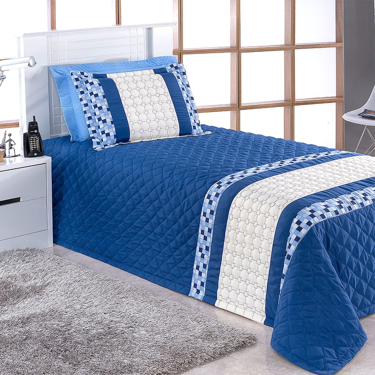 Kit Cobre Leito Infantil Menino Azul Matelado 3 Peças 2,50m x 1,80m com ...