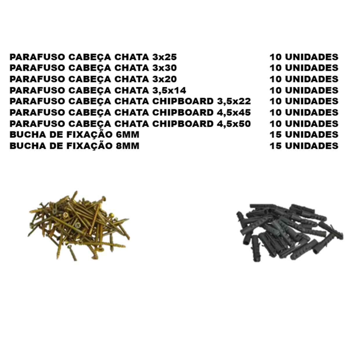 Kit Parafusos e Buchas 100 Unidades | MadeiraMadeira
