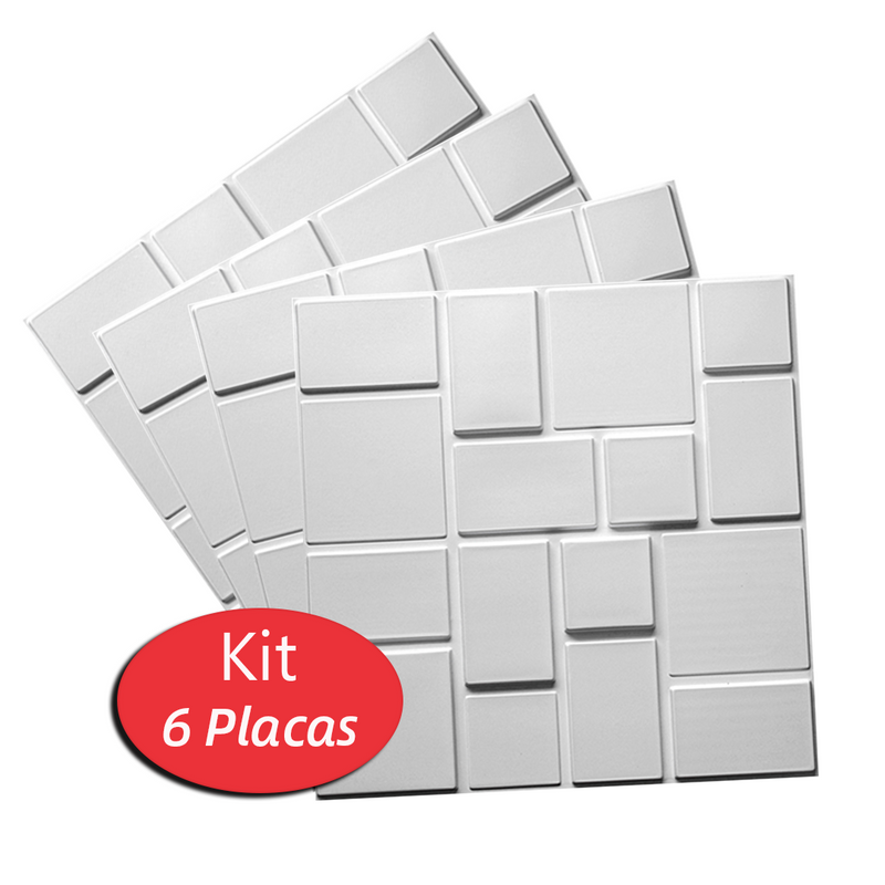 6 Placas Revestimento 3d Decorativo 50x50 Parede Geométrico ...