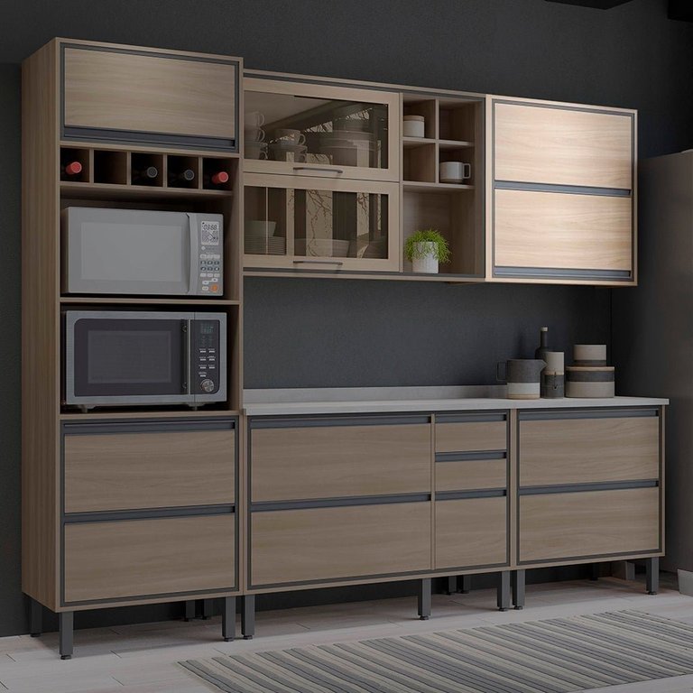 Cozinha Completa 5 Peças com Cristaleira Canela Thela | MadeiraMadeira