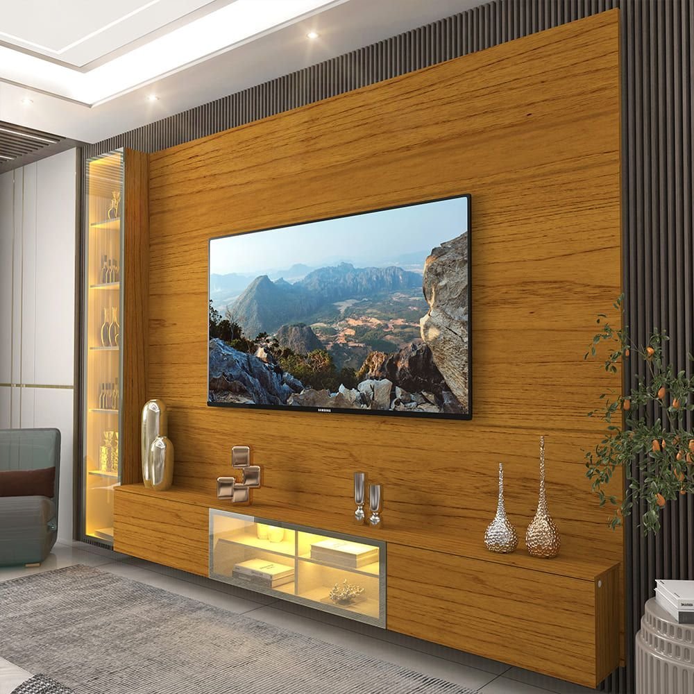 Home para Tv Luminare 1 Cristaleira Led Vidro Reflecta 100% Mdf ...