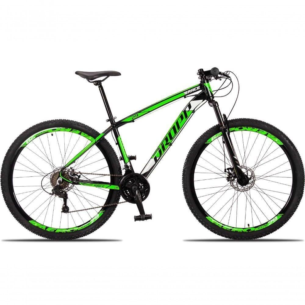 Bicicleta Aro 29 Dropp Race 24 Vel Câmbio Traseiro Freio a Disco Bike Mtb Alumínio Preto+verde ...