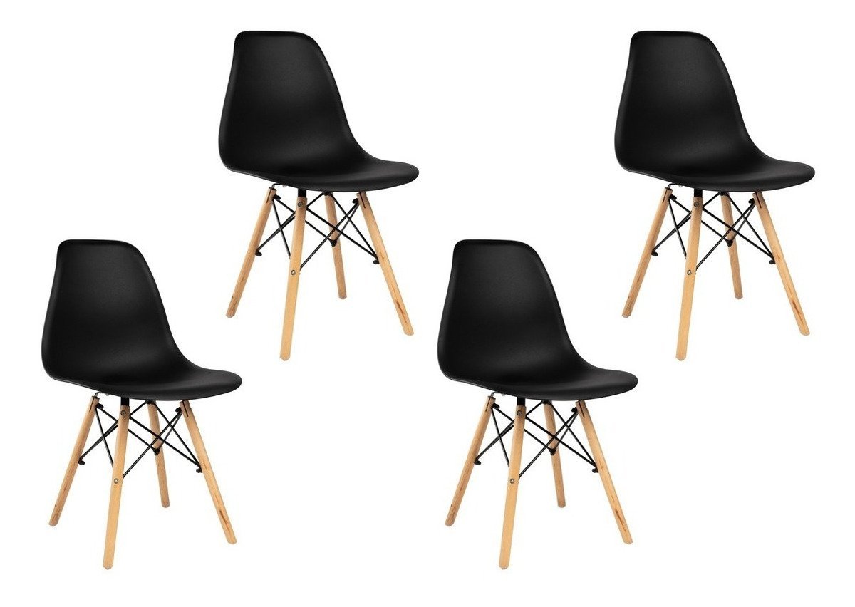 Kit 4 Cadeiras Charles Eames Eiffel Sala de Visita Com 4 Apoios Nova ...