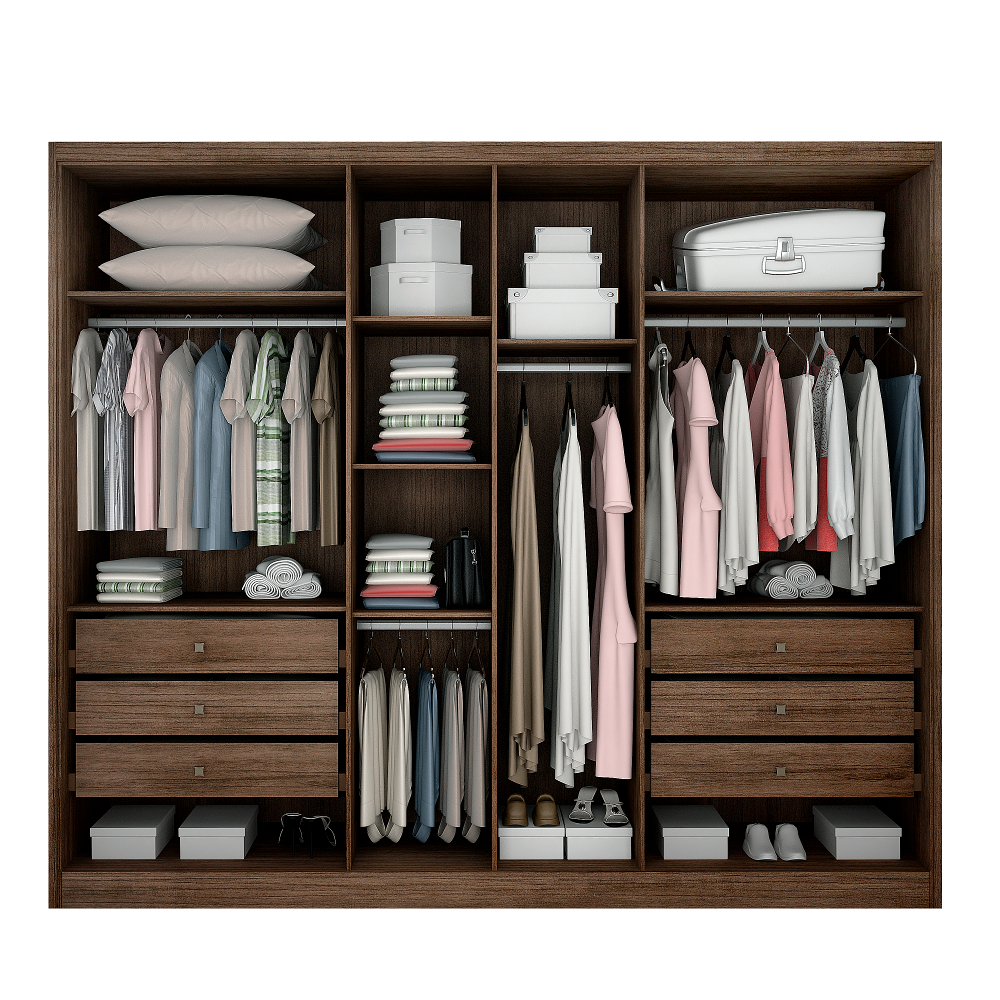 Roupeiro Casal Robust 6 Portas 6 Gavetas Cacau/Fendi - Novo Horizonte ...