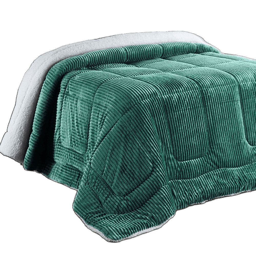 Edredom Coberdrom Manta Canelada Pesado Queen - Esmeralda - 100% ...