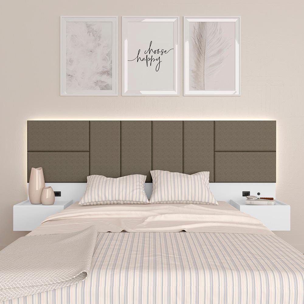 Cabeceira Suspensa Cama Casal Com Led Malibu Bran/capuc - M. Arapongas ...